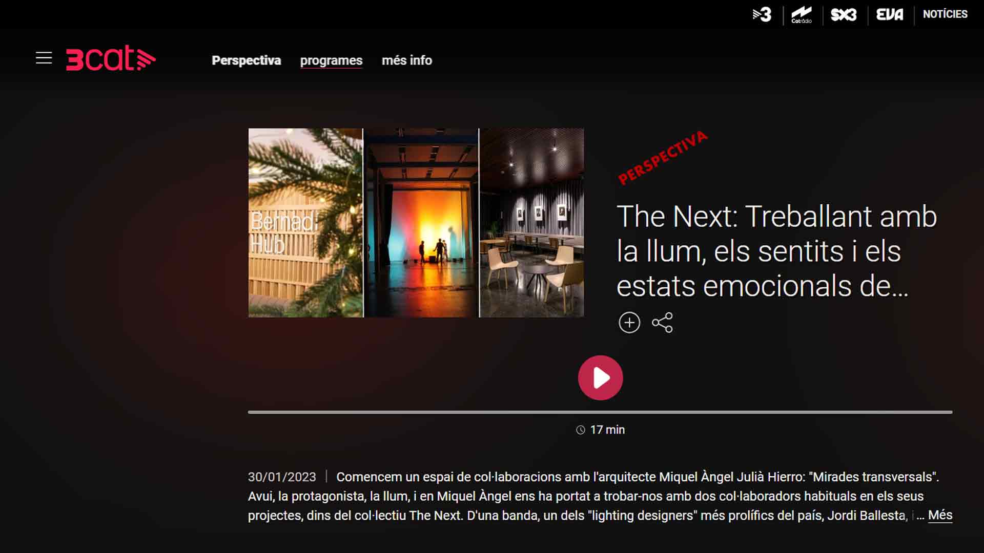 Catalunya Ràdio - Sección “Mirades transVersals” en el Programa “Perspectiva” - Grupidea